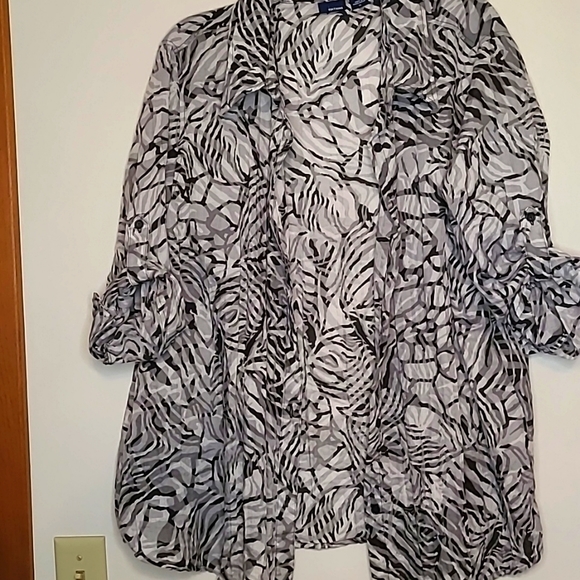 Basic Editions | Tops | Basic Editions Black White Button Up Blouse 2x | Poshmark